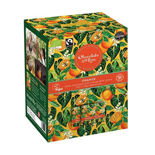 Chocolate and Love Orange Dispenser box, 120 x 5.5g chokolader. Ø, 660g ...